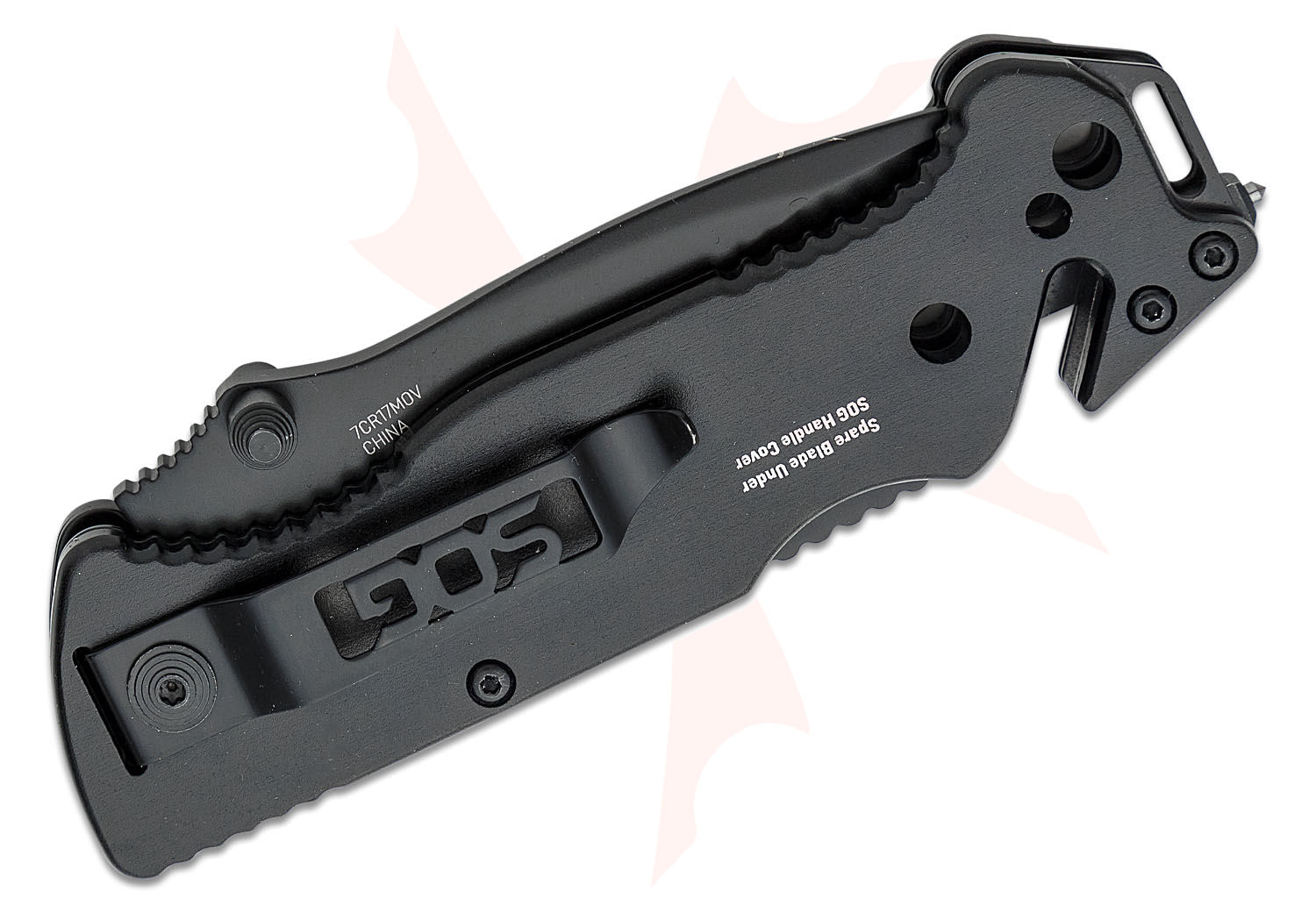 SOG Escape Folding Rescue Knife 3.4" Black Combo Blade, Aluminum ...