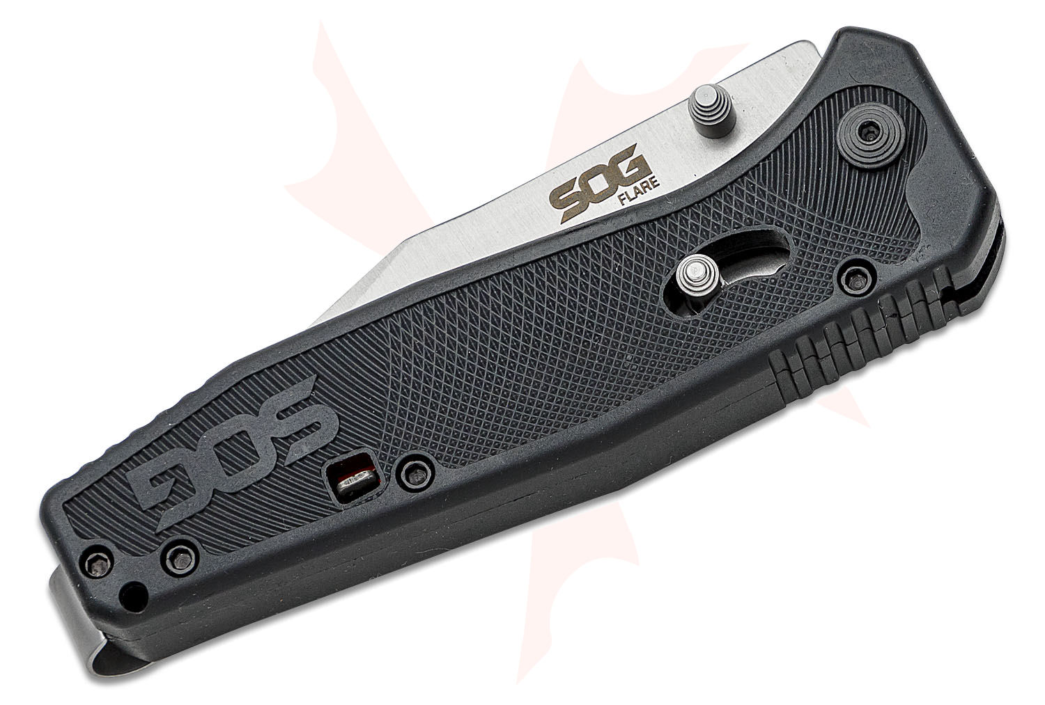 SOG Flare Assisted Folding Knife 3.5" Satin Plain Blade, Black GRN ...