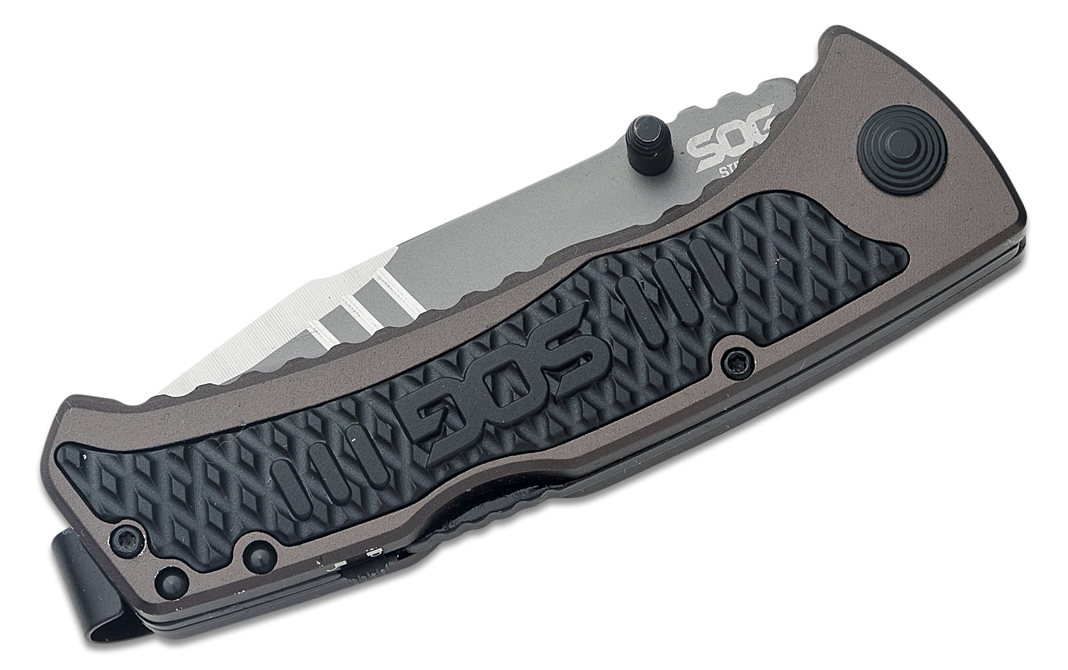 SOG Sideswipe Assisted Folding Knife 3.4" Clip Point Blade, Aluminum ...