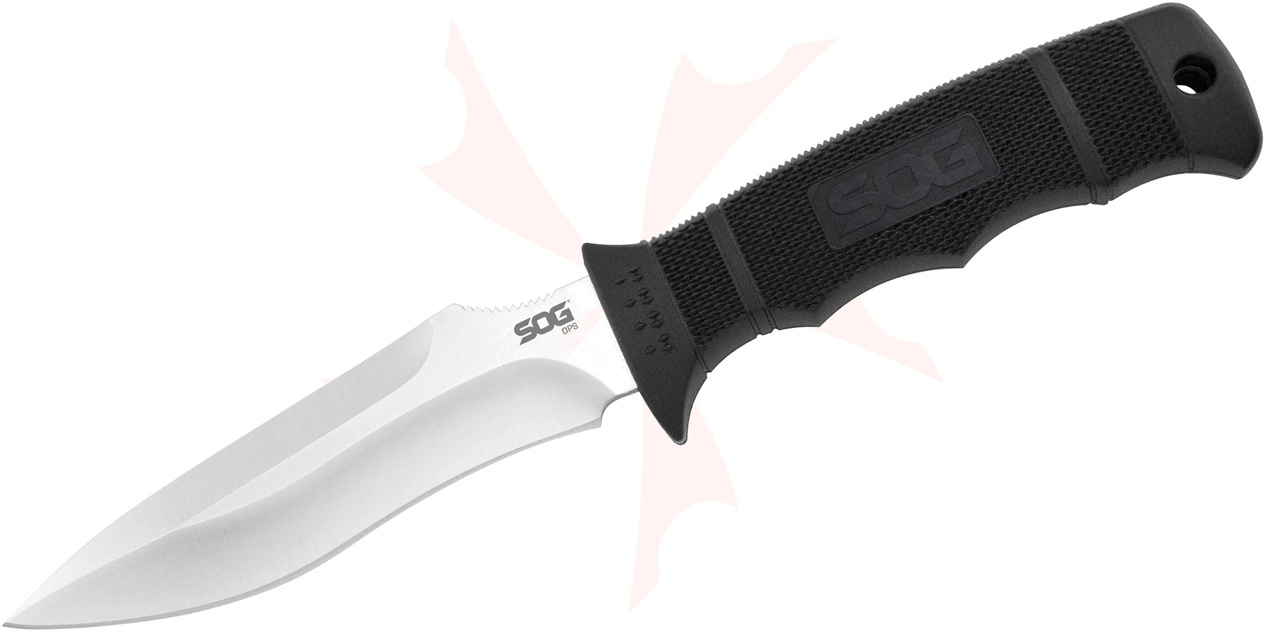 SOG M40 SOG Ops Fixed 4.85" Satin Plain Blade, Black GRN Handles, Hard ...