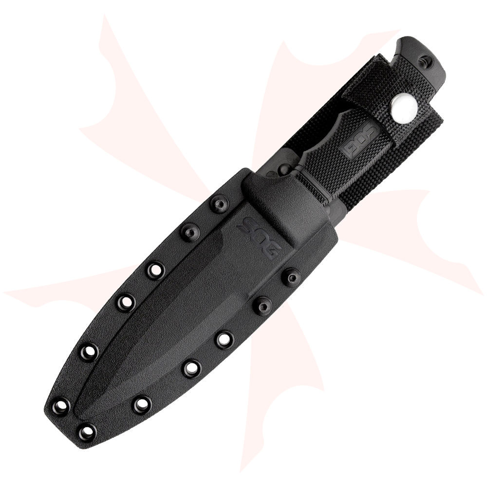 SOG M40 SOG Ops Fixed 4.85" Satin Plain Blade, Black GRN Handles, Hard ...