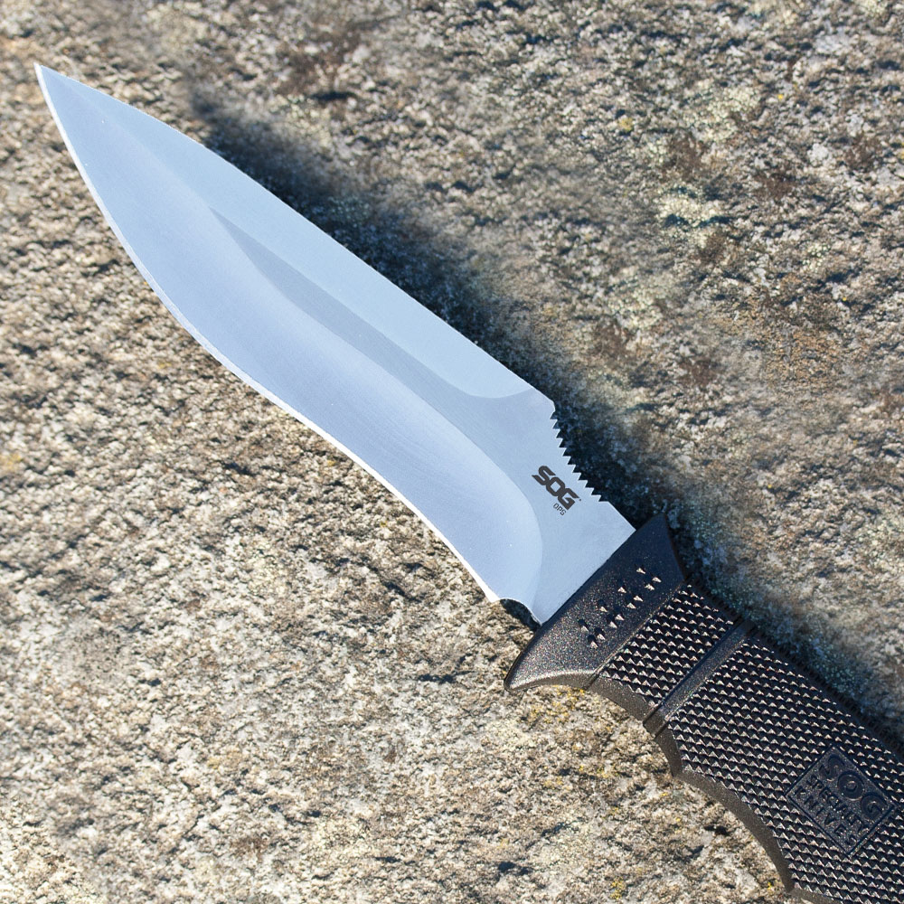 SOG M40 SOG Ops Fixed 4.85" Satin Plain Blade, Black GRN Handles, Hard ...