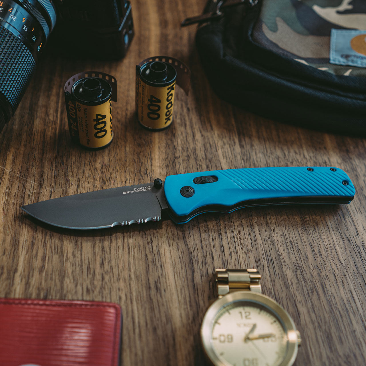 SOG Flash AT Civic Cyan Assisted Folding Knife 3.45" D2 Black Combo ...