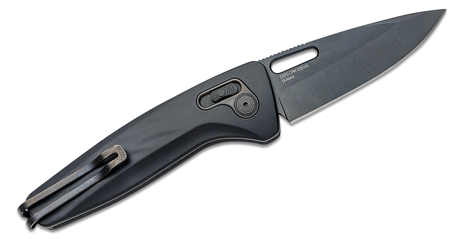 SOG One-Zero XR Folding Knife 3.11" S35VN Black TiNi Drop Point Blade ...