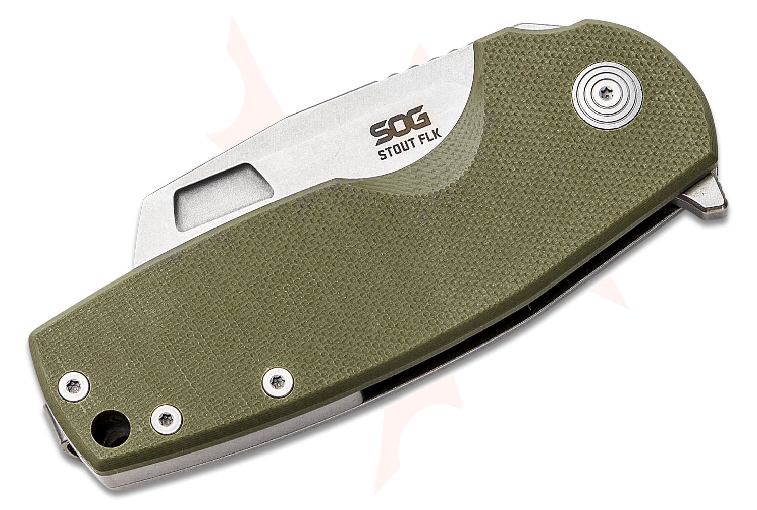 SOG Stout FLK Frame Lock Flipper Knife 2.36" D2 Stonewashed Cleaver ...