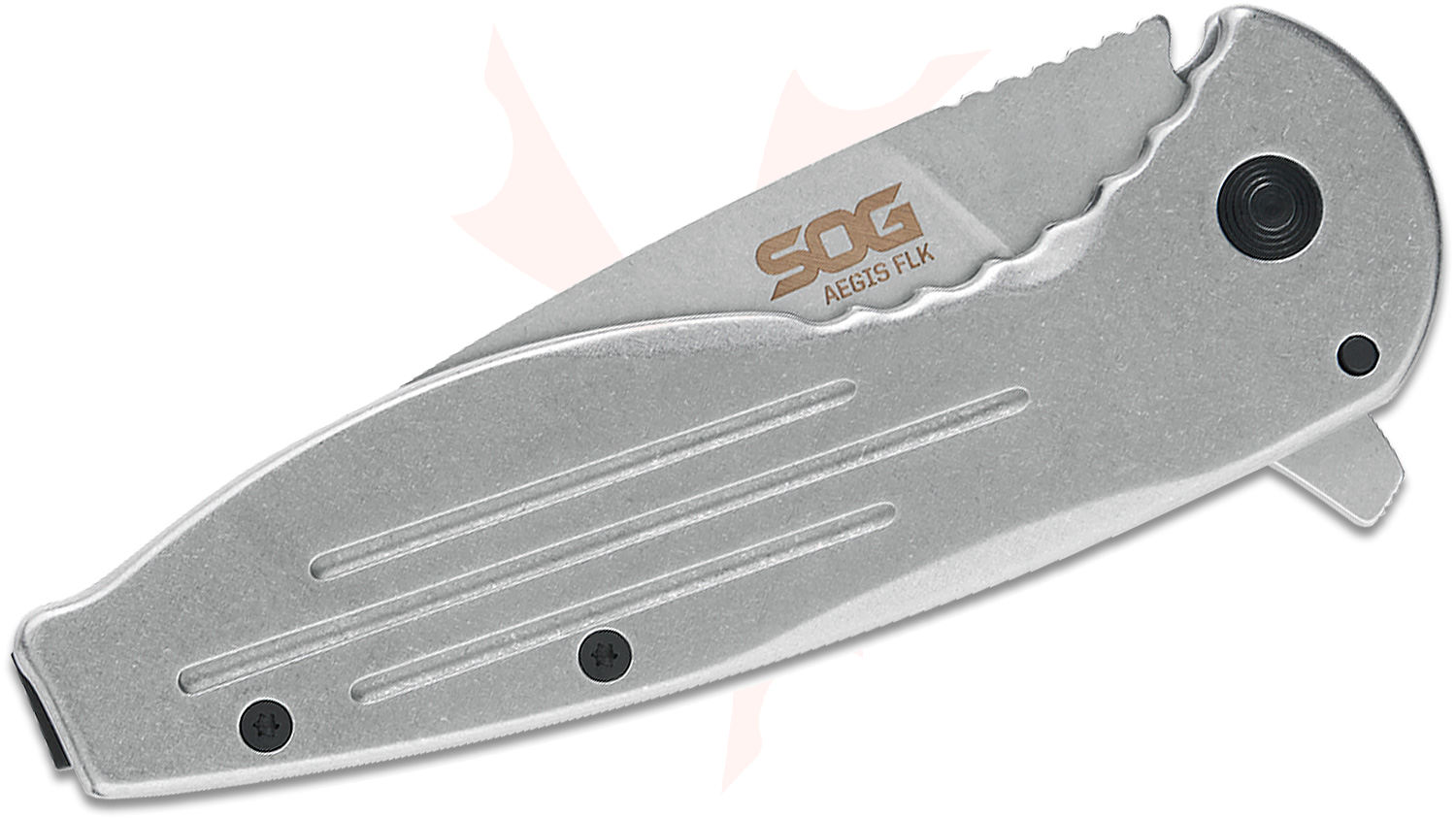 SOG Aegis FLK Flipper Knife 3.38" Stonewashed Drop Point Blade ...