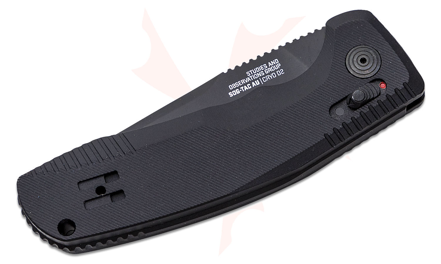 SOG SOG-TAC AU AUTO Folding Knife 3.43" D2 Black Drop Point Combo Blade ...