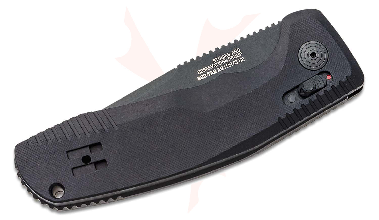 SOG SOG-TAC AU AUTO Folding Knife 3.43" D2 Black Tanto Combo Blade ...