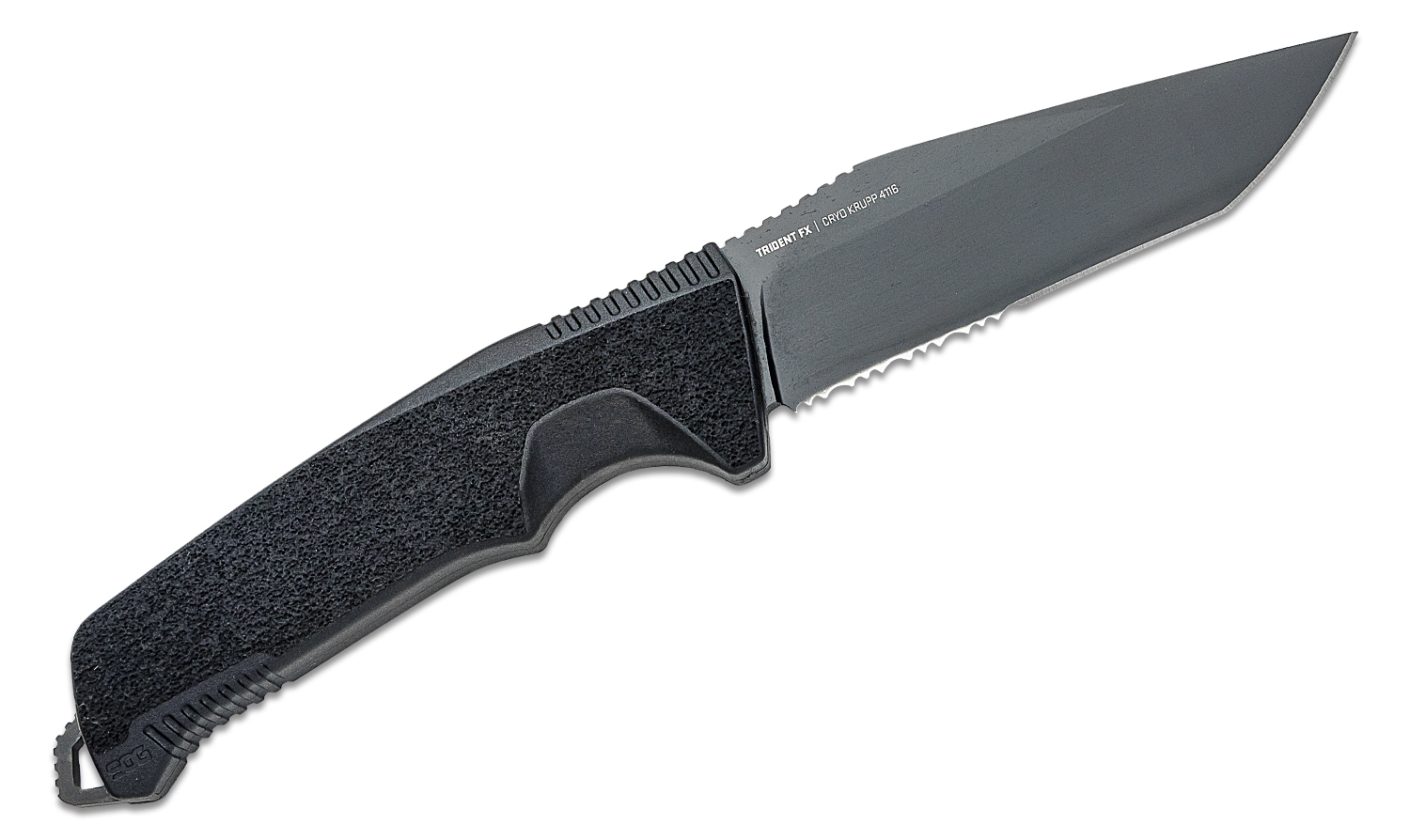 SOG Trident FX Blackout Fixed Blade Knife 4.2" 4116 Black Tanto Combo ...