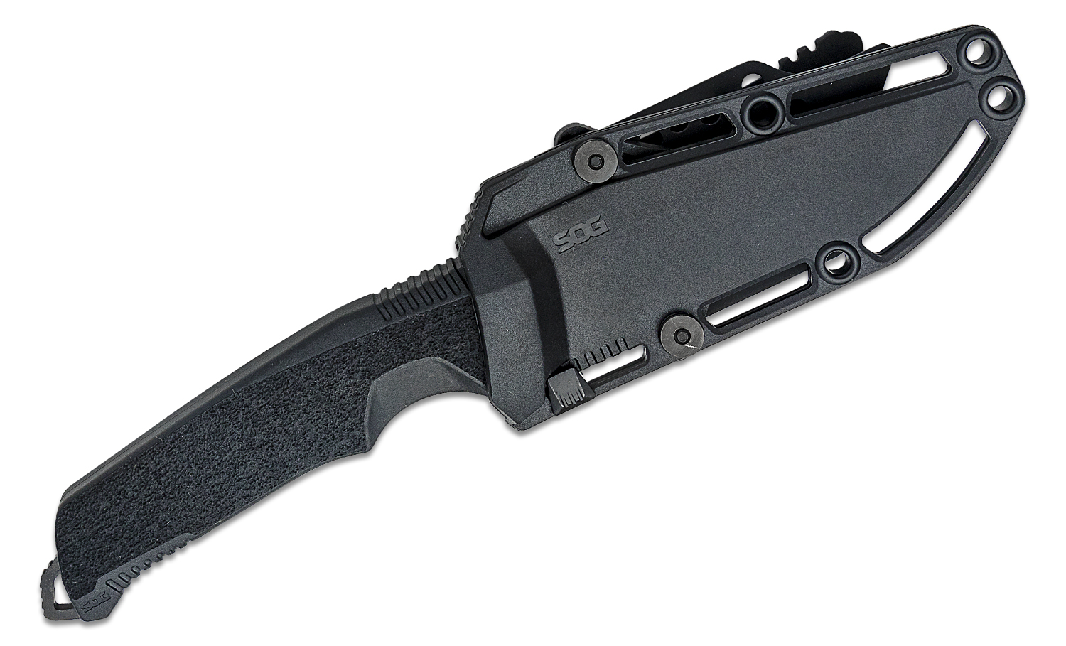 SOG Trident FX Blackout Fixed Blade Knife 4.2" 4116 Black Tanto Combo ...