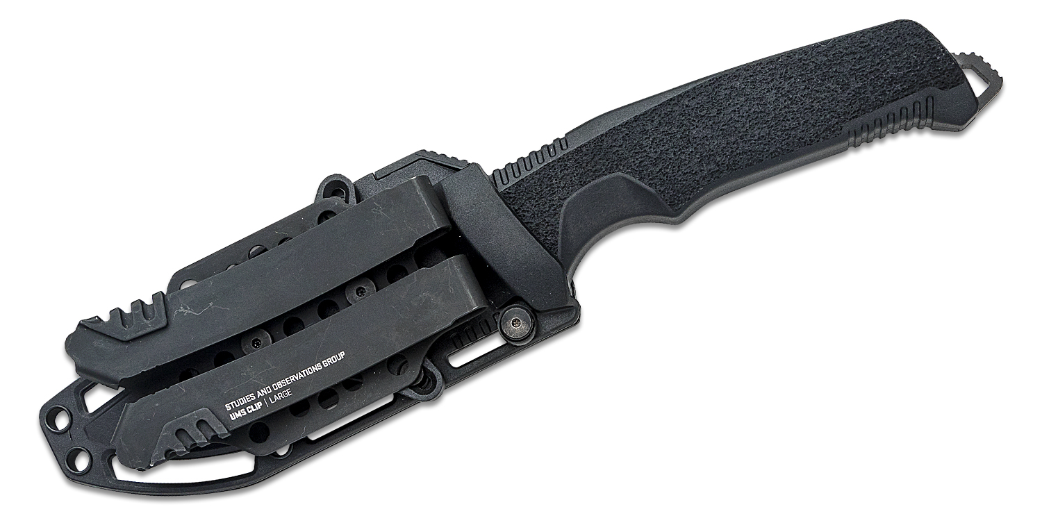 SOG Trident FX Blackout Fixed Blade Knife 4.2" 4116 Black Tanto Combo ...