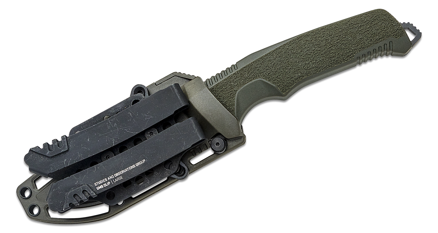 SOG Trident FX Olive Drab Fixed Blade Knife 4.2" 4116 Black Tanto Blade ...