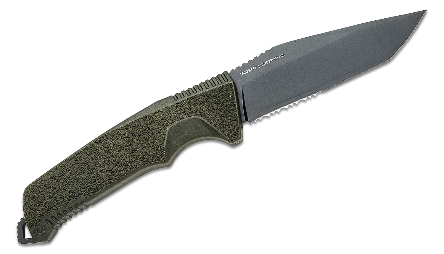 SOG Trident FX Olive Drab Fixed Blade Knife 4.2" 4116 Black Tanto Combo ...