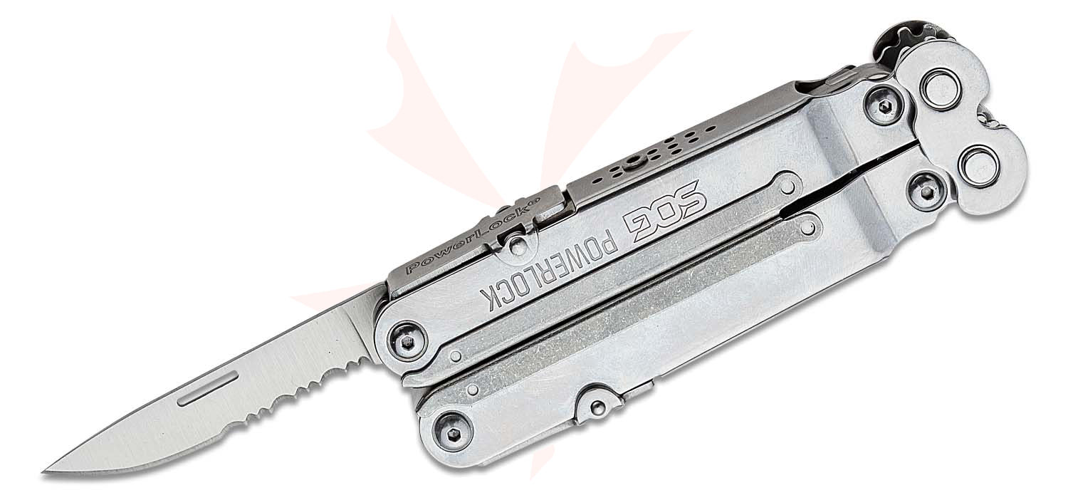 SOG PowerLock w/ V-Cutter Stainless Finish Multi-Tool with Nylon Sheath ...
