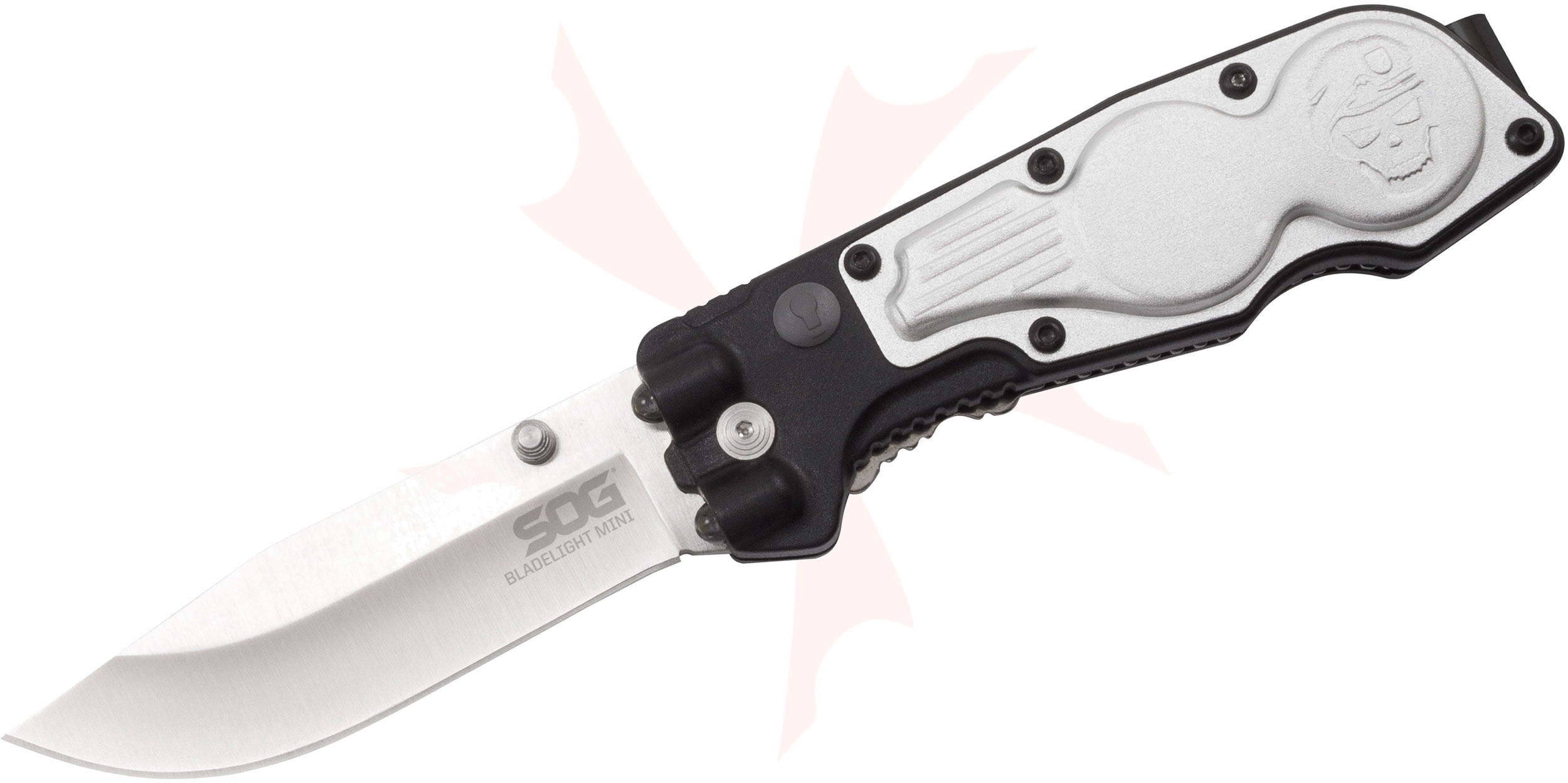 SOG BladeLight Mini Knife 3" Satin Plain Blade, Aluminum and GRN ...