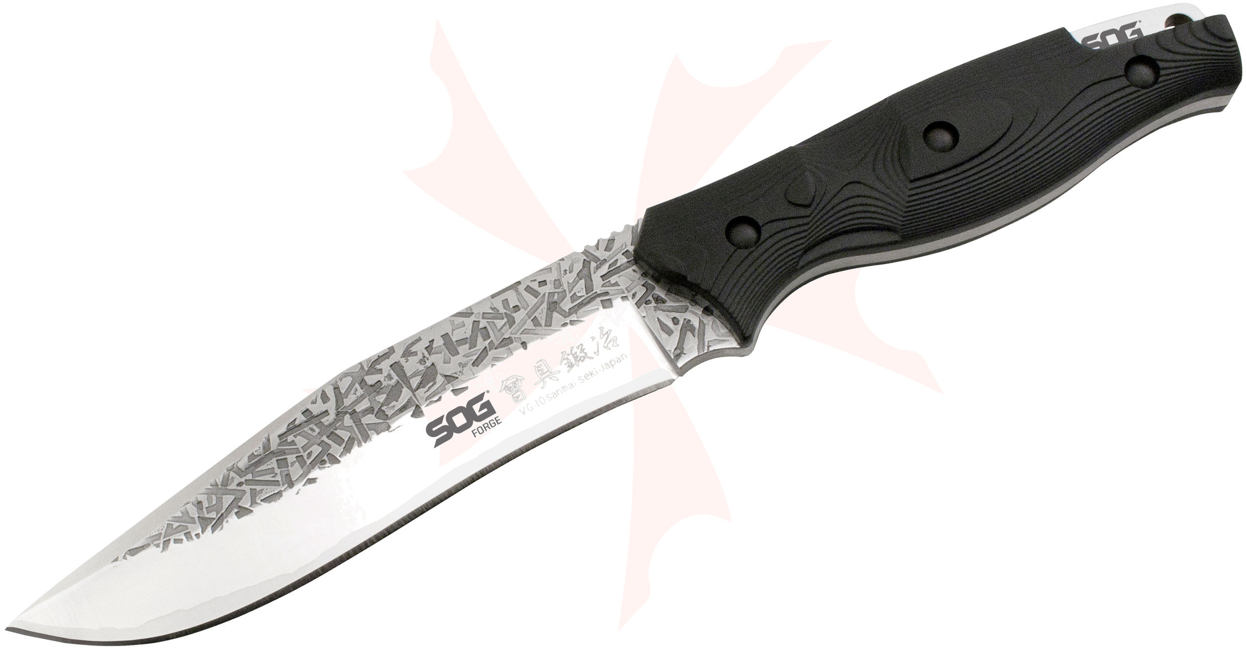 SOG FG01-L Forge Fixed 6" VG10 Satin Plain Blade, GRN Handles, Leather ...