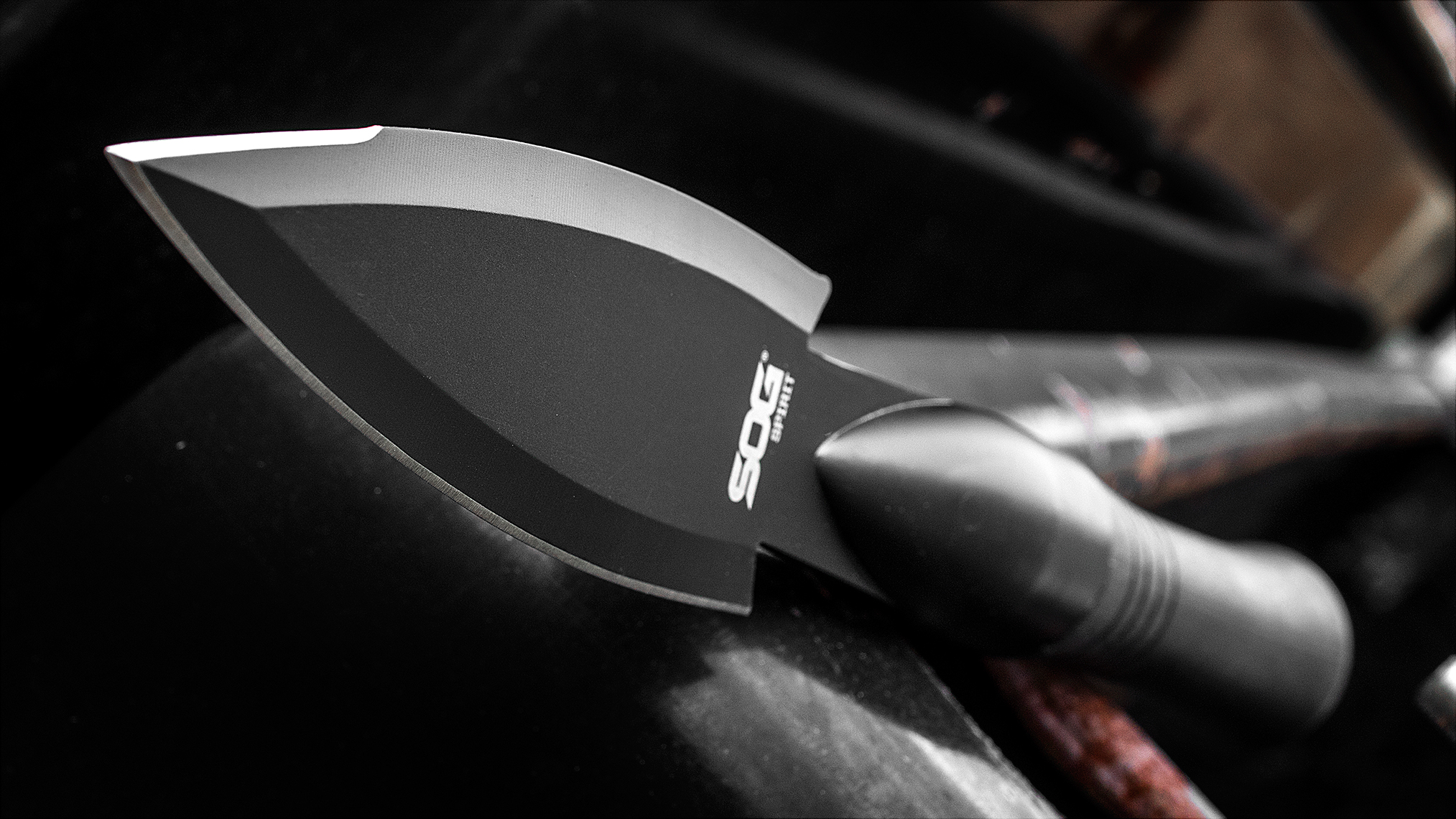 SOG FS-01 Spirit Dagger/Spear 4.25" Black Blade with Sharpened Top ...