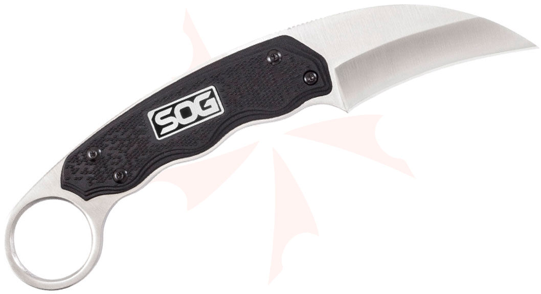 SOG Gambit Karambit Fixed 2.8" Satin Hawkbill Blade, GRN Handles ...