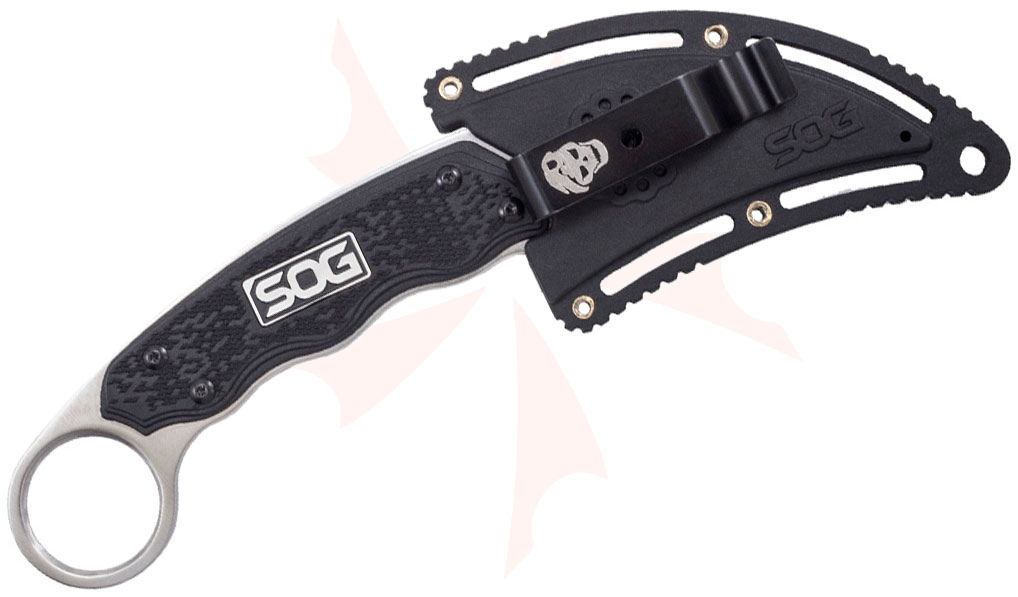 SOG Gambit Karambit Fixed 2.8" Satin Hawkbill Blade, GRN Handles ...