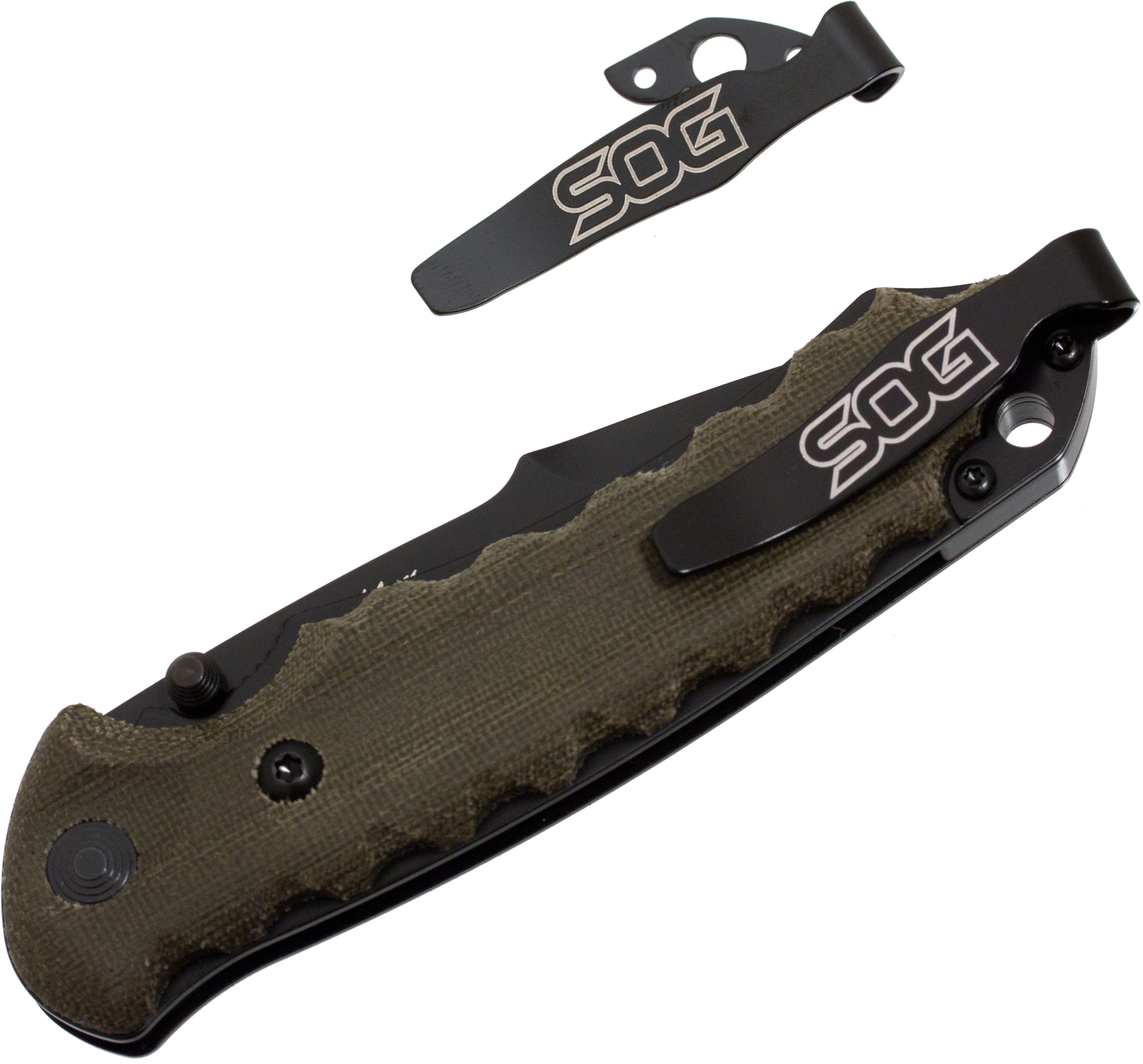 SOG Kiku Folding Knife 3.5" Satin Plain Blade, Linen Green Micarta ...
