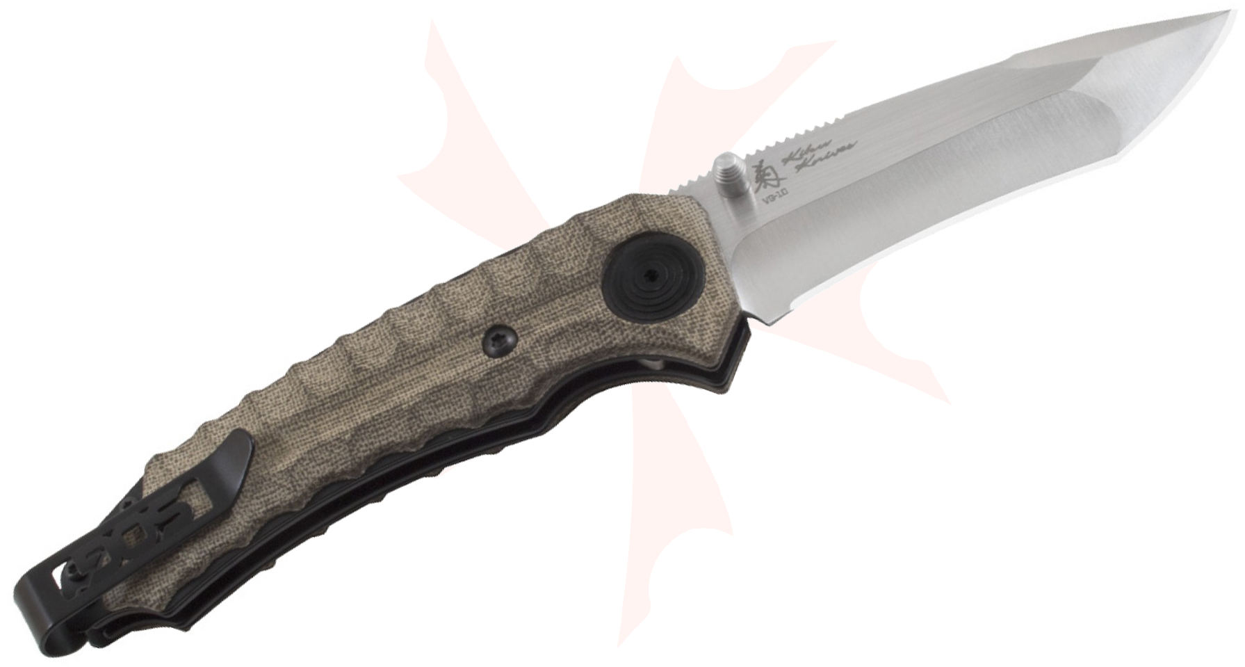 SOG Kiku Assisted Folding Knife 3.5" Satin VG10 Blade, Green Linen ...