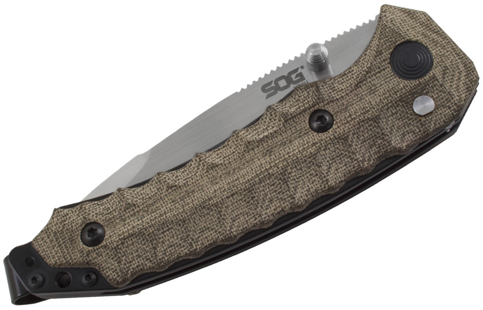 SOG Kiku Assisted Folding Knife 3.5" Satin VG10 Blade, Green Linen ...