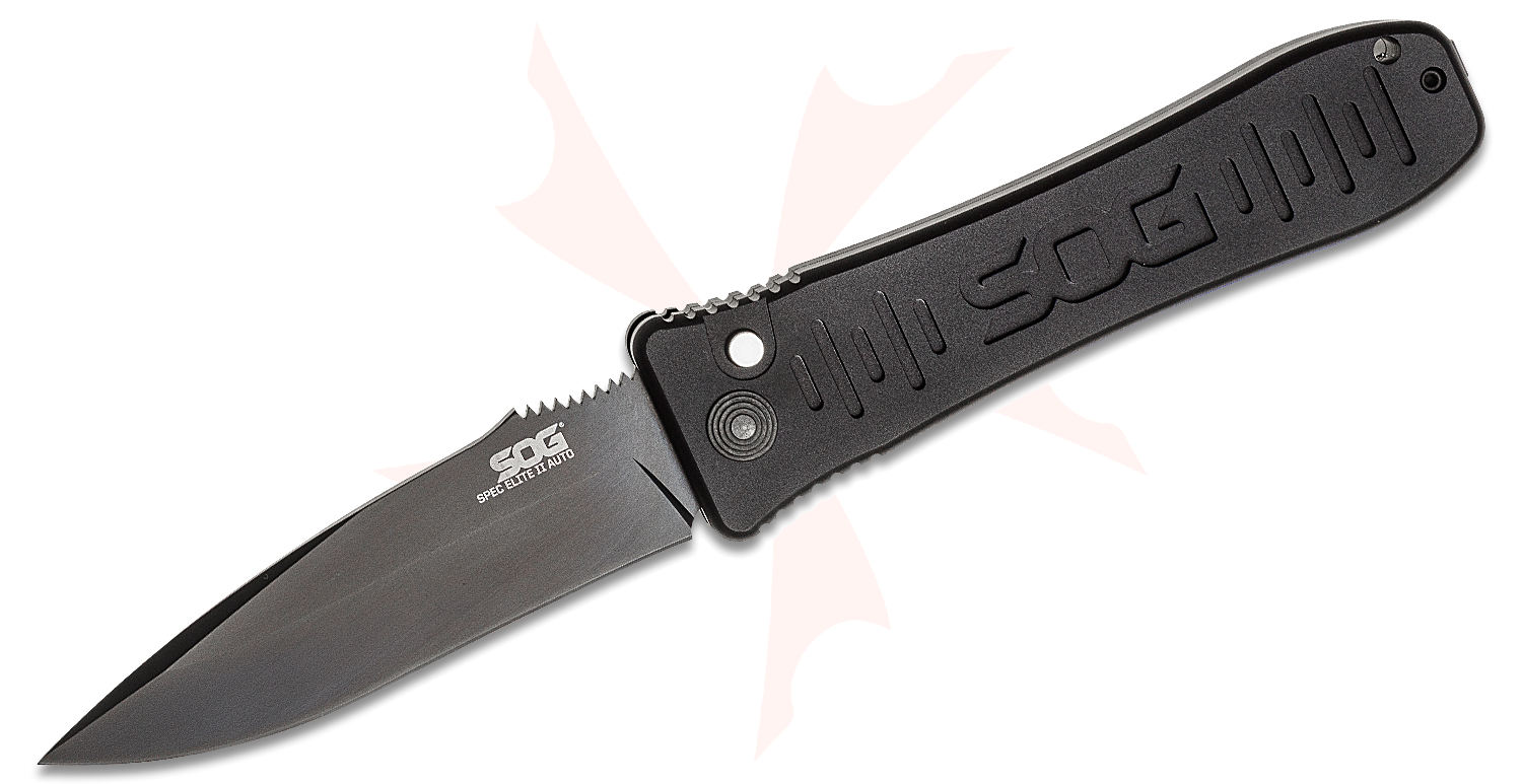 SOG Spec-Elite II AUTO Folding Knife 4" Black TiNi Plain Blade ...