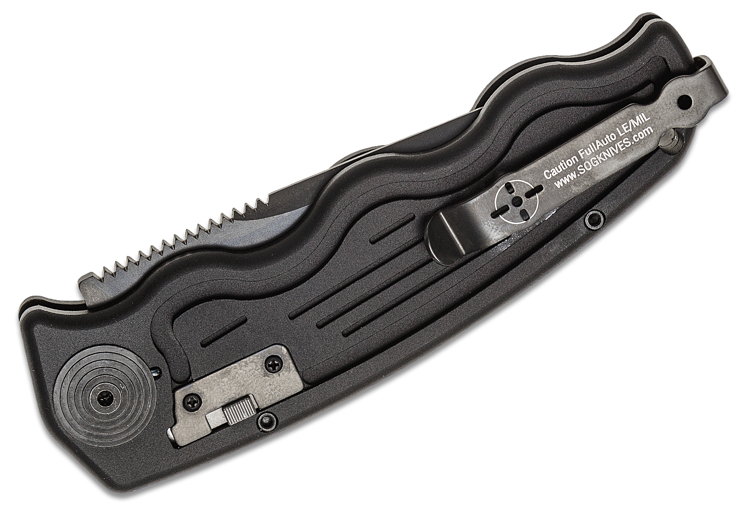 SOG SOG-TAC AUTO Folding Knife 3.5" Black TiNi Plain Blade, Aluminum ...