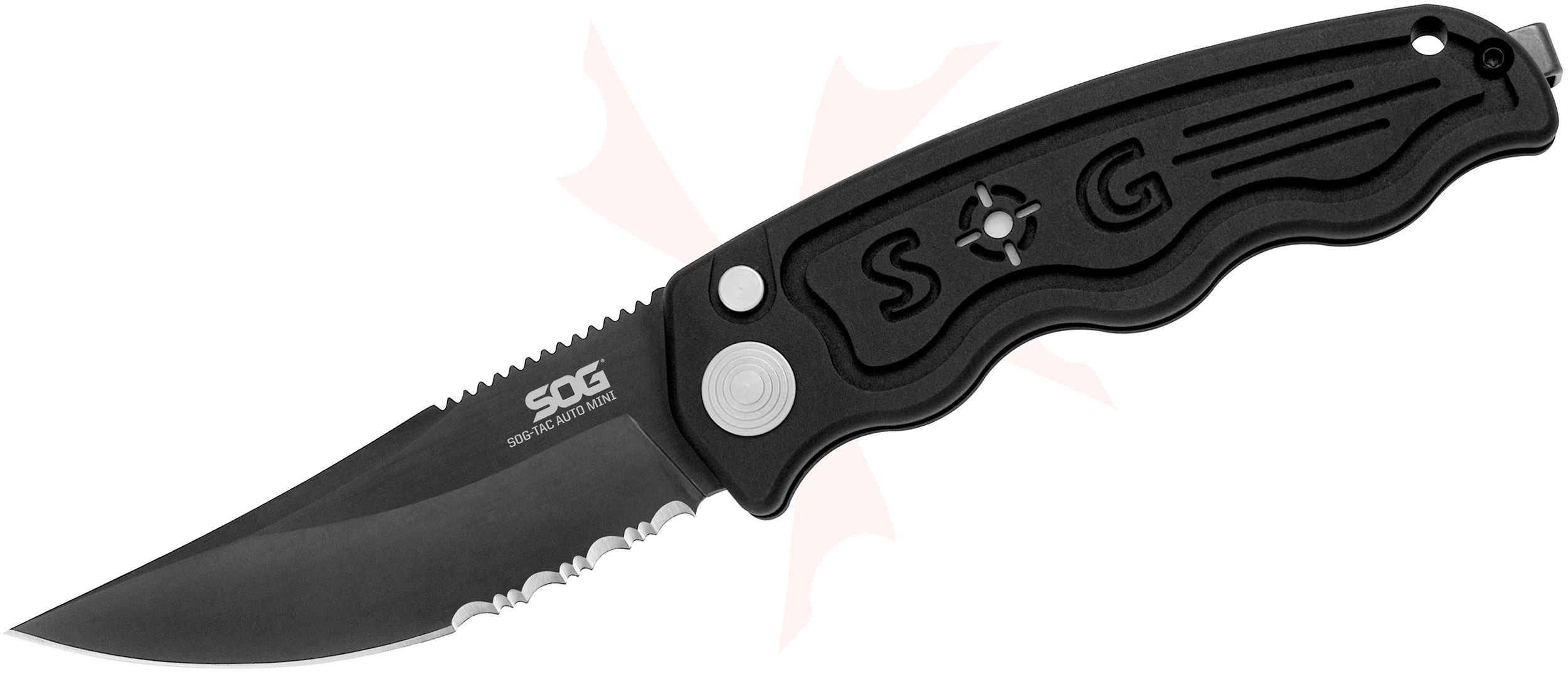 SOG ST-12 SOG-TAC Mini Folder AUTO 3" Black TiNi Combo Blade, Aluminum ...