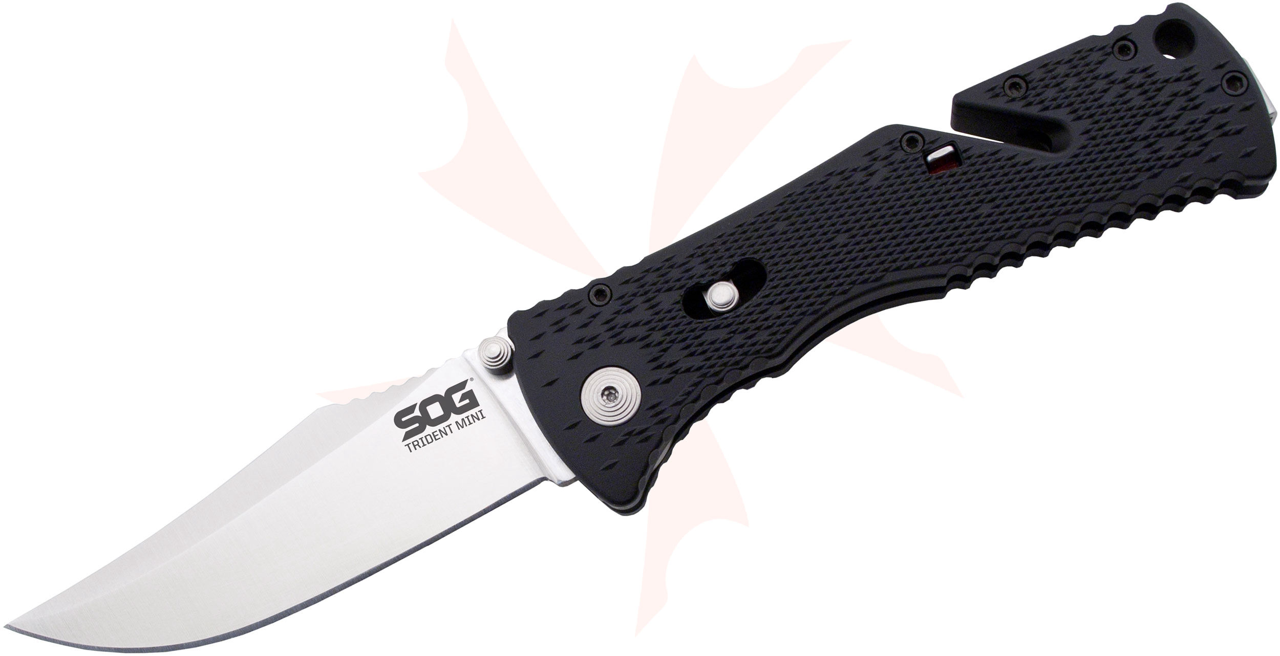 SOG Trident Mini Folding Assisted 3.15" Satin Plain Blade, Black GRN ...