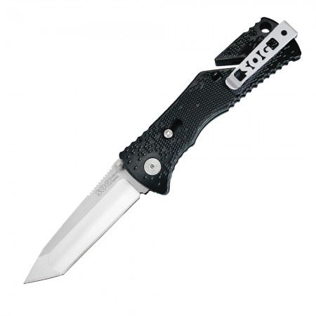 SOG TF6 Trident Folding Knife Assisted 3.75" Satin Plain Tanto Blade ...
