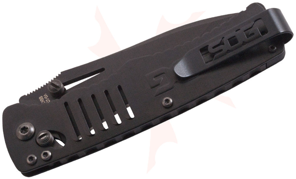 SOG Targa Folding Knife 3.5" Black VG-10 Tanto Blade, Stainless Steel ...