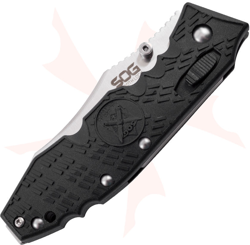 SOG Toothlock Folding Knife 3.1" VG10 Satin Combo Blade, GRN Handles ...