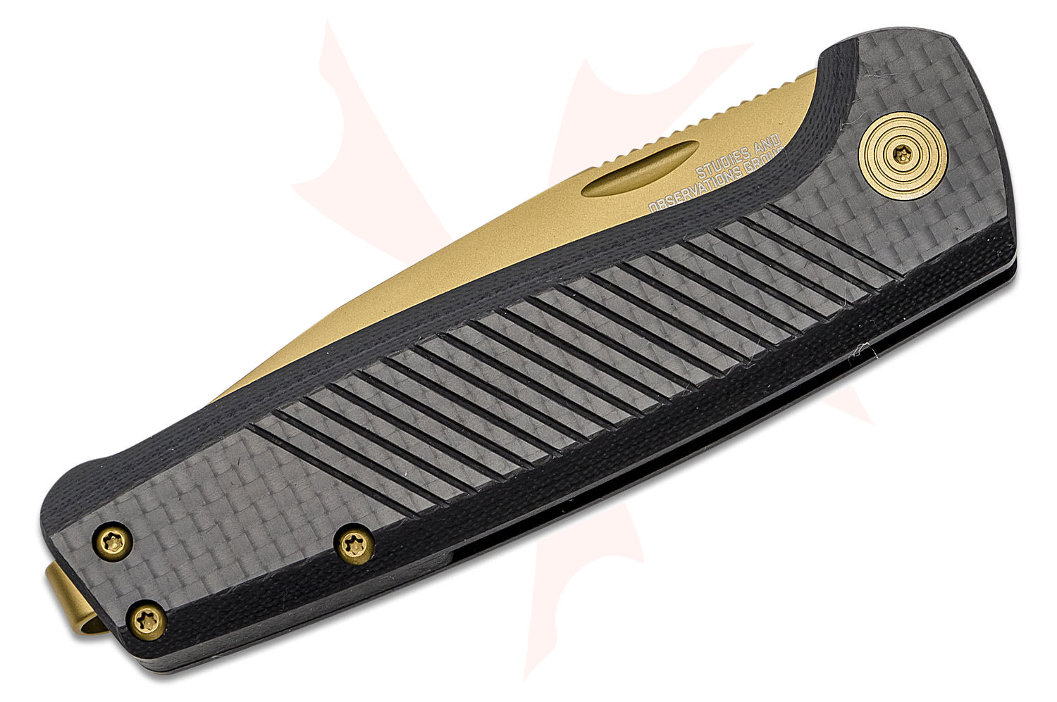 SOG Terminus SJ LTE Carbon and Gold Slipjoint Folding Knife 2.9" Gold ...