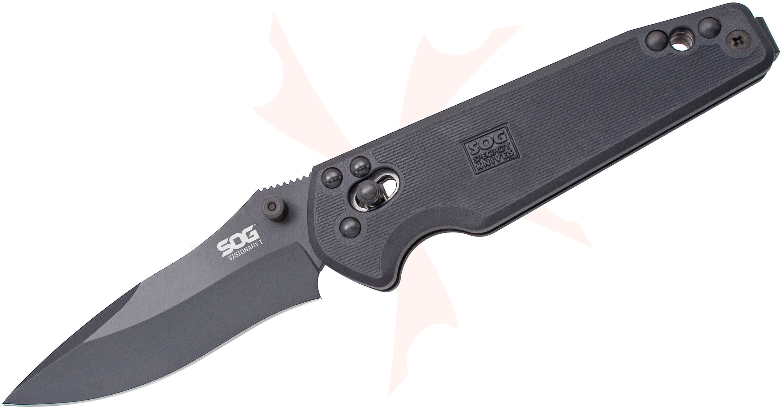 SOG Visionary I Folding Knife 3" VG10 Black Plain Blade, Black GRN ...