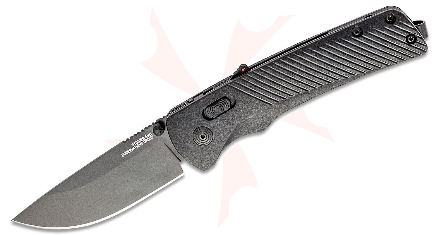 SOG Flash AT Blackout Assisted Folding Knife 3.45" D2 Black Plain Blade ...