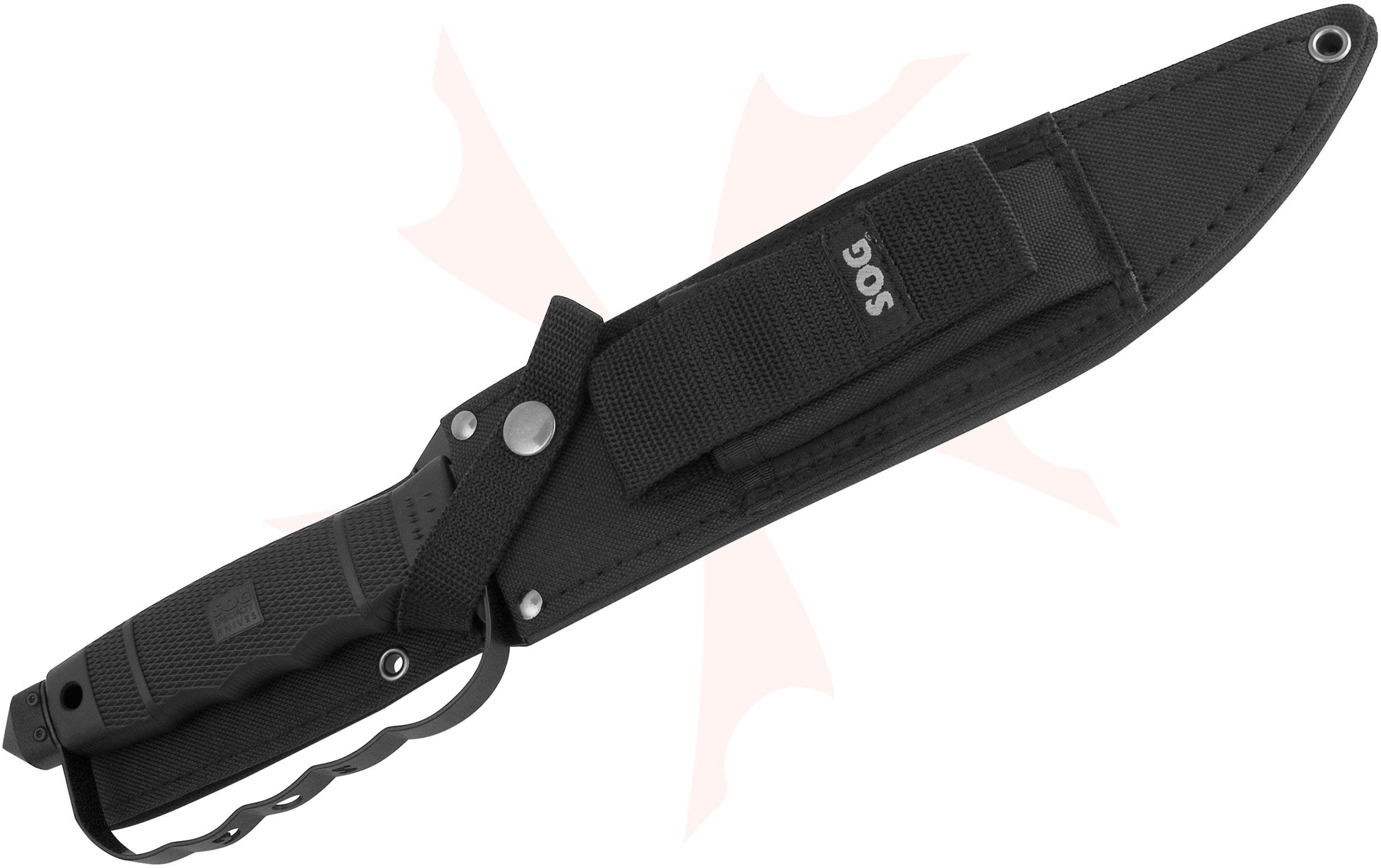 SOG TE02 Tigershark Elite Fixed 9" Black Combo Blade, GFN Handles ...