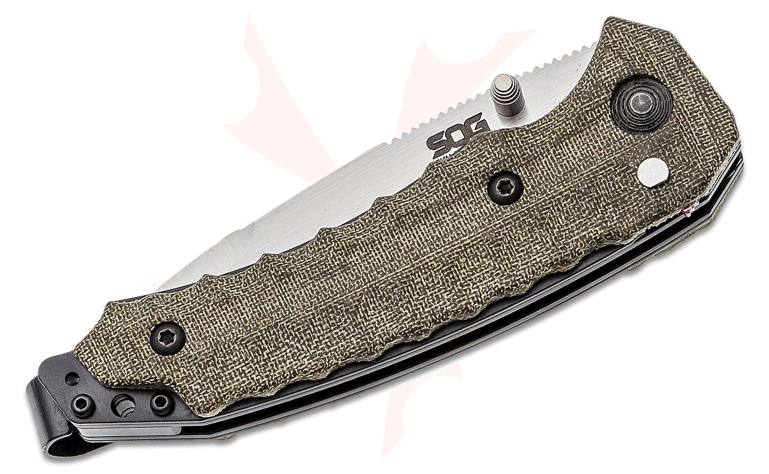 SOG Kiku Assisted Folding Knife 3.5" S35VN Satin Compound Tanto Blade ...