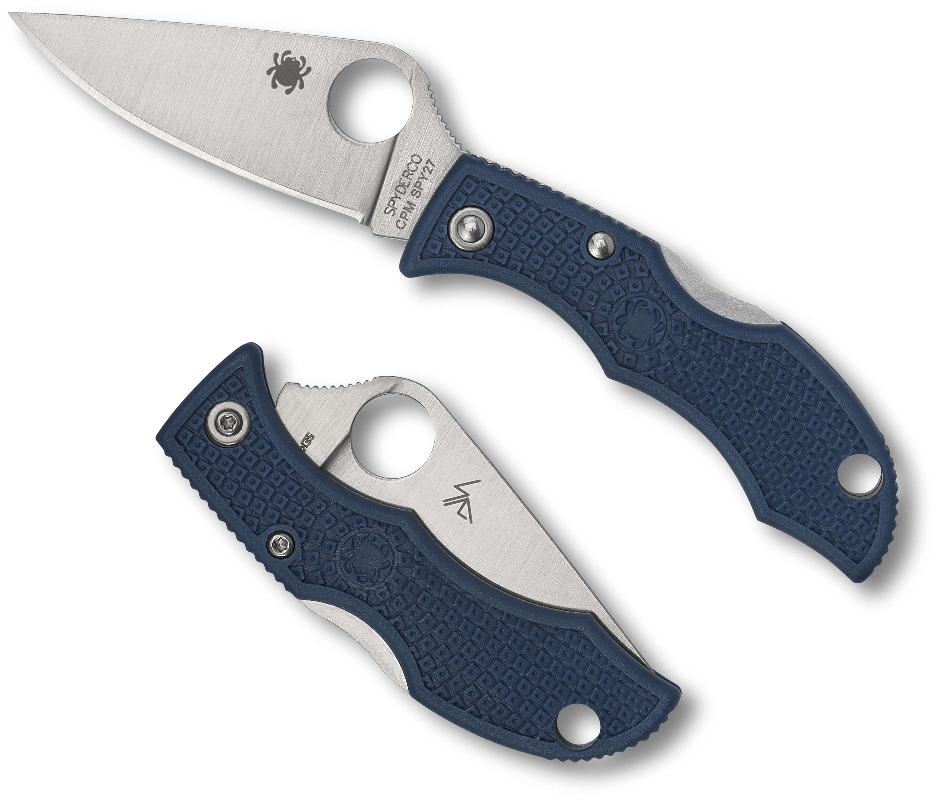 Spyderco Ladybug 3 Key Ring Folding Knife 1.9" CPM-SPY27 Satin Plain Blade, Cobalt Blue FRN ...