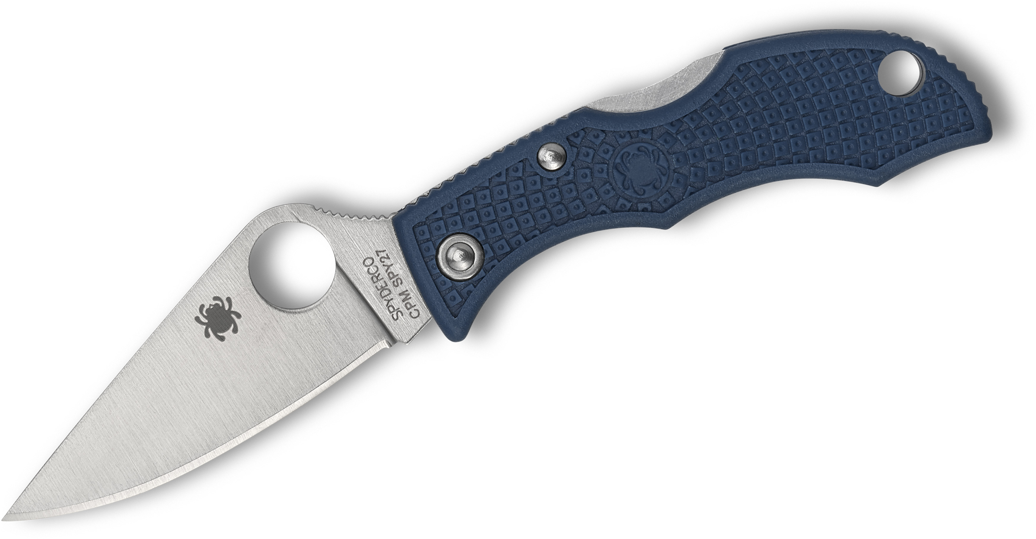 Spyderco Ladybug 3 Key Ring Folding Knife 1.9" CPM-SPY27 Satin Plain Blade, Cobalt Blue FRN ...