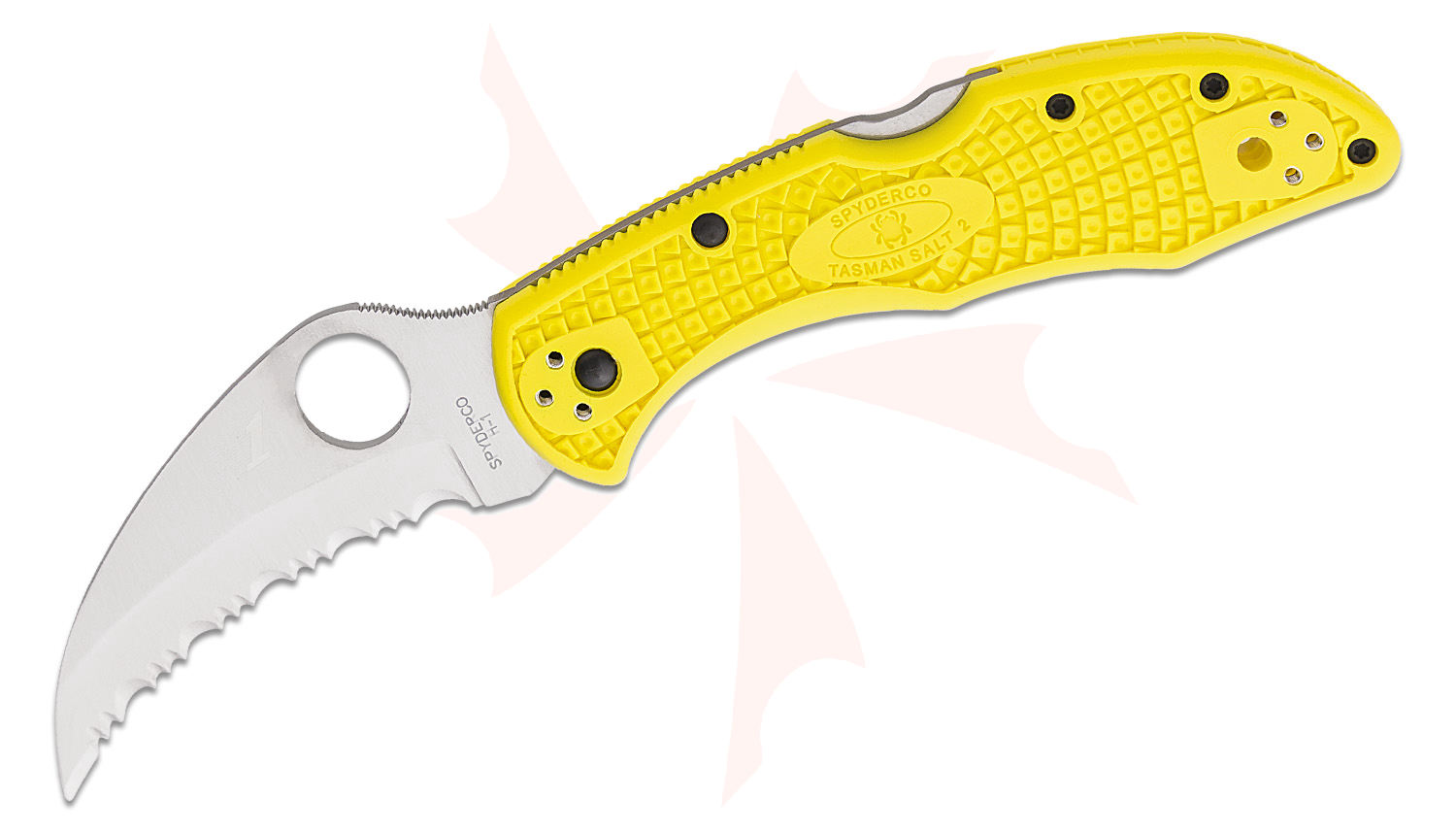 Spyderco Tasman Salt 2 Folding Knife 2.8" Serrated Hawkbill Blade ...