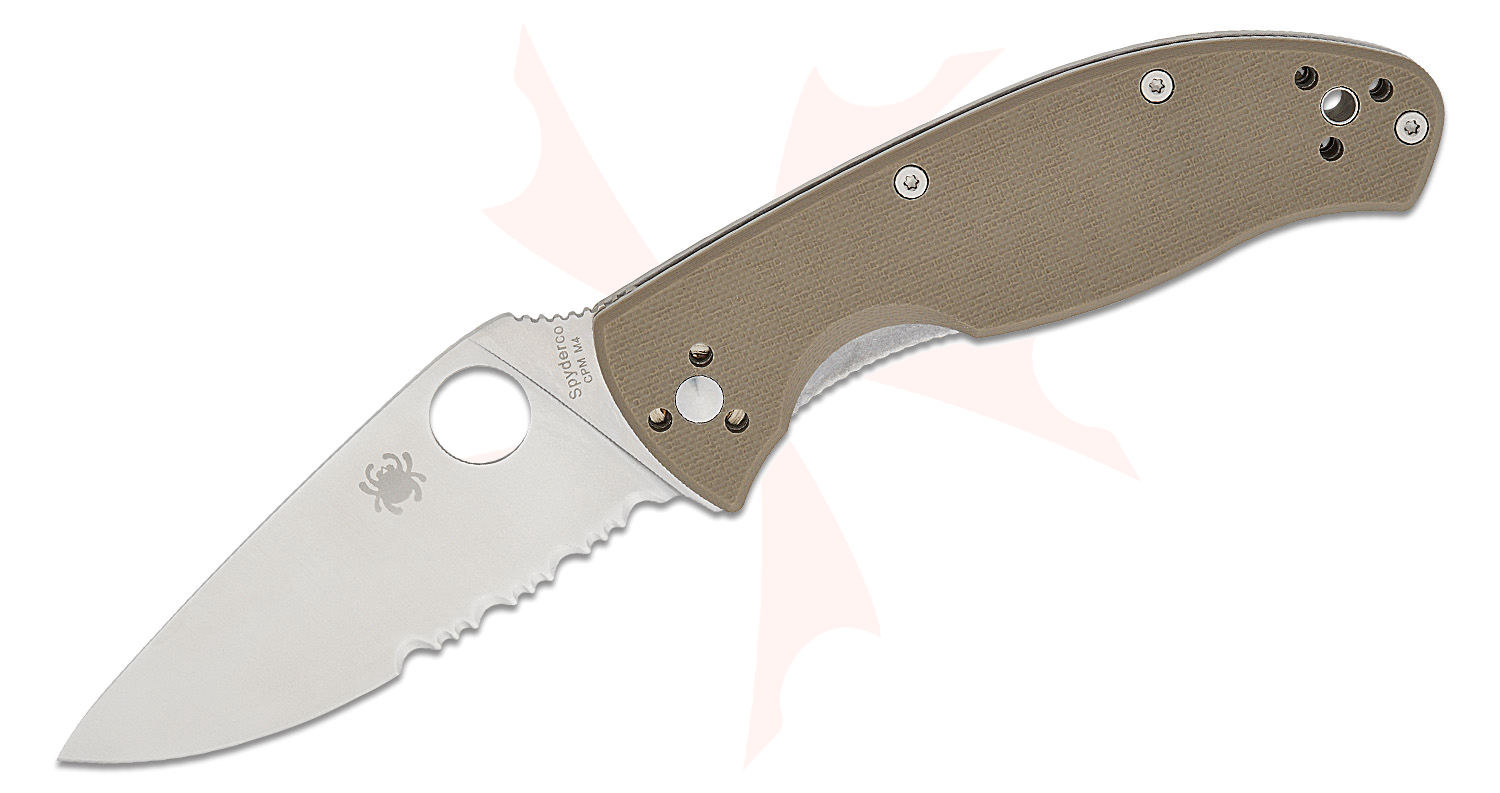 Spyderco Tenacious Folding Knife 3.35" CPM-M4 Satin Combo Blade, Brown G10 Handles - KnifeCenter ...