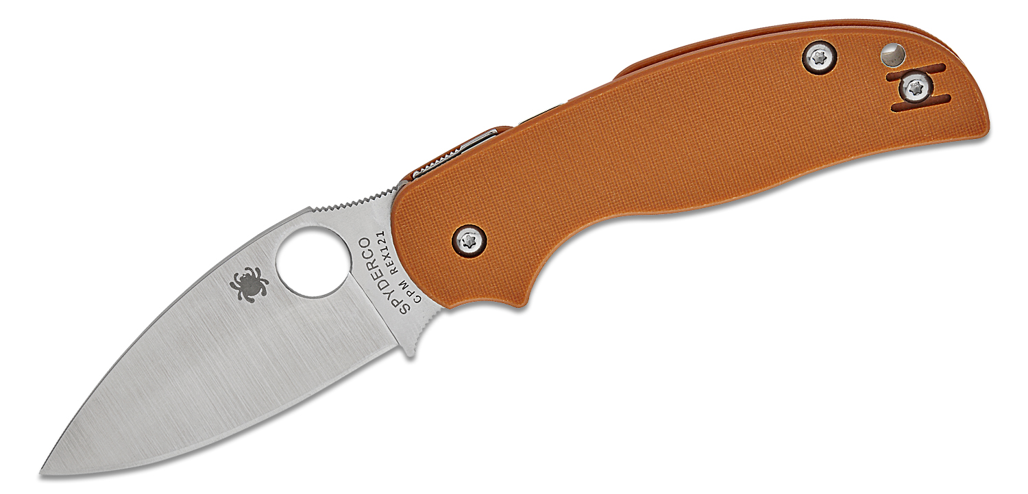 Spyderco Sage 5 Compression Lock Folding Knife 3" CPM-REX 121 Satin Blade, Burnt Orange G10 ...