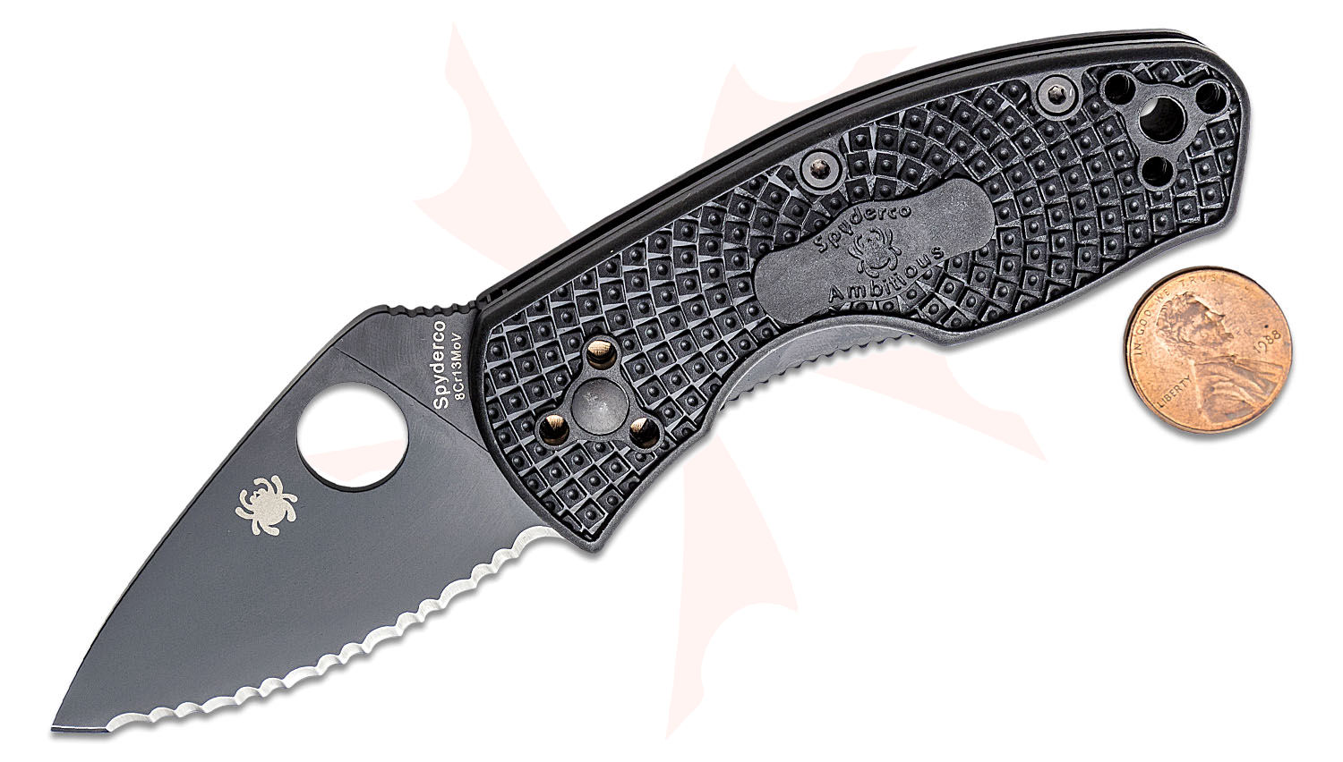 Spyderco Ambitious Lightweight Folding Knife 2.31" Black Serrated Blade ...