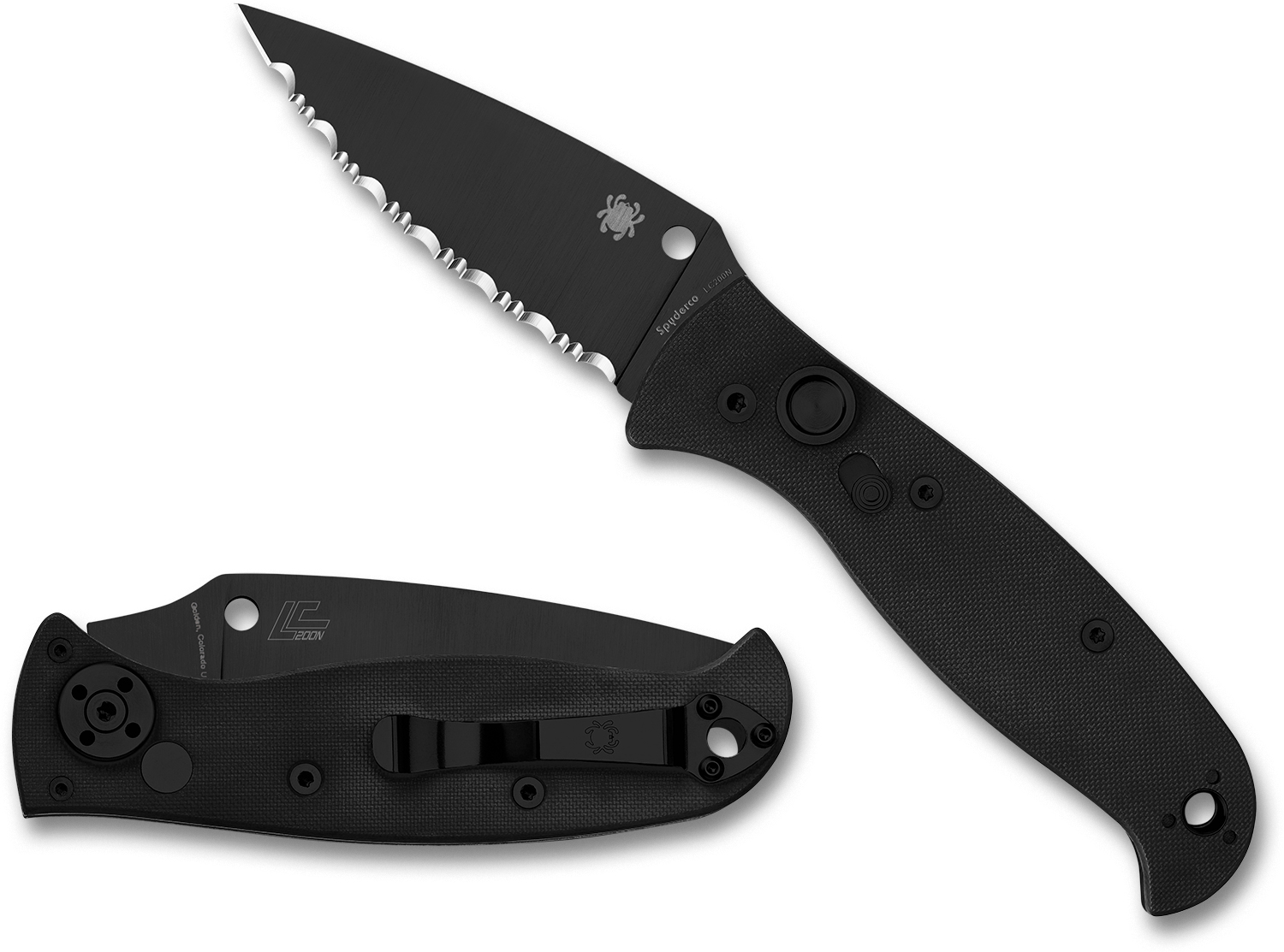 Spyderco Autonomy 2 AUTO Folding Knife 3.5" LC200N Black DLC Serrated ...