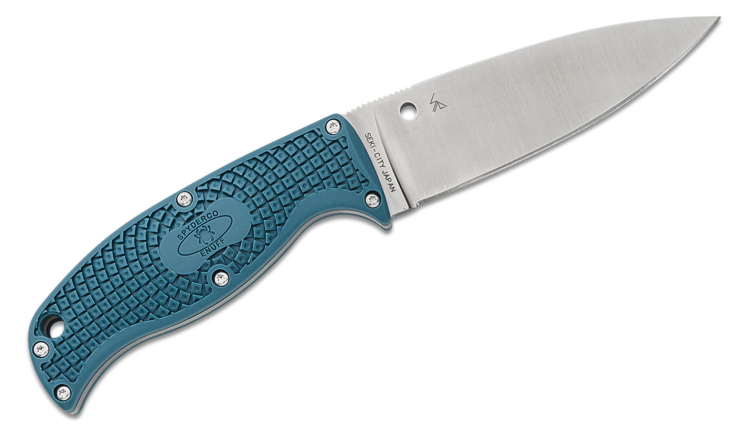 Spyderco Enuff 2 Fixed Blade Knife 3.93" K390 Leaf Shaped Plain Blade, Blue FRN Handles, Polymer ...
