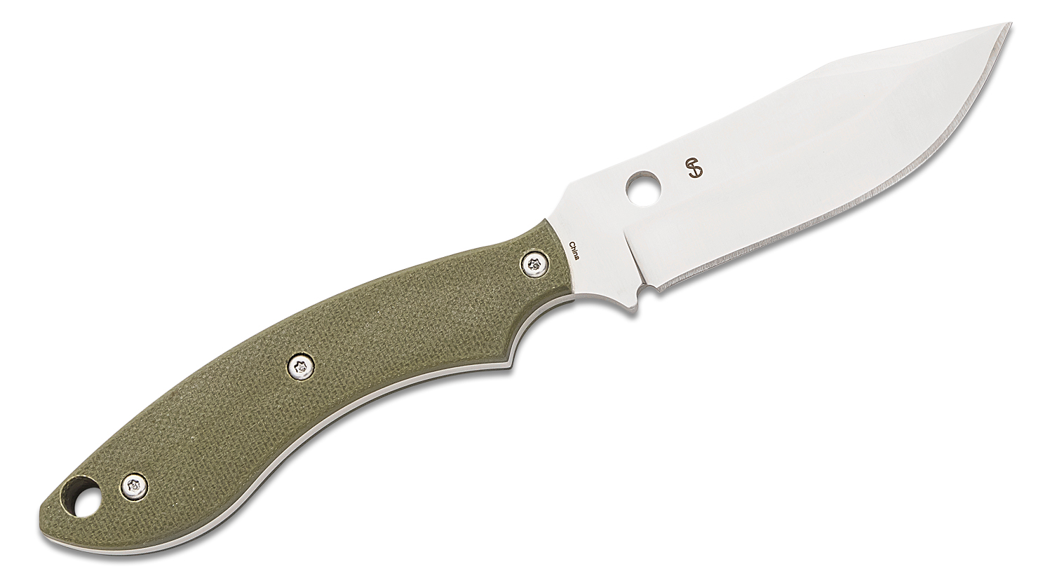 Spyderco Sjoerd Stok Bowie Fixed Blade Knife 2.95" Satin Plain Blade ...