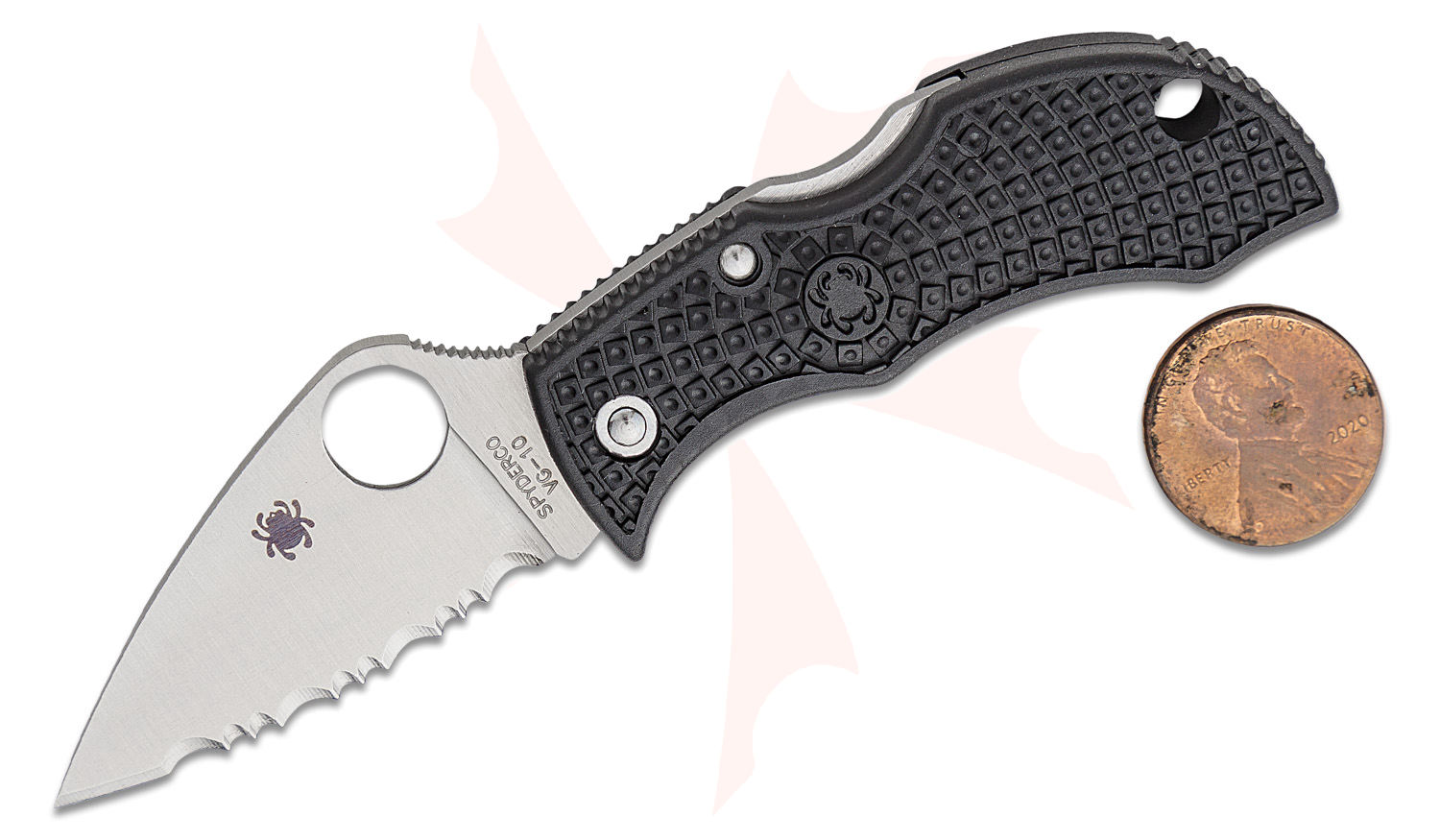 Spyderco Manbug Folding Knife 1.9" VG10 Satin Leaf Shaped Serrated ...