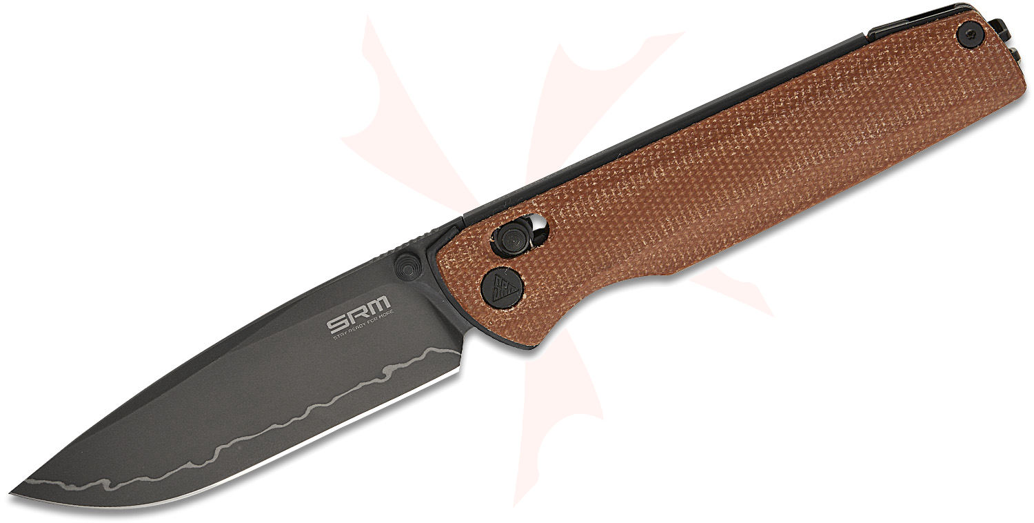 SRM Knives 258L-MN2 Terrier Ambi-Lock Folding Knife 3.54" Black ...