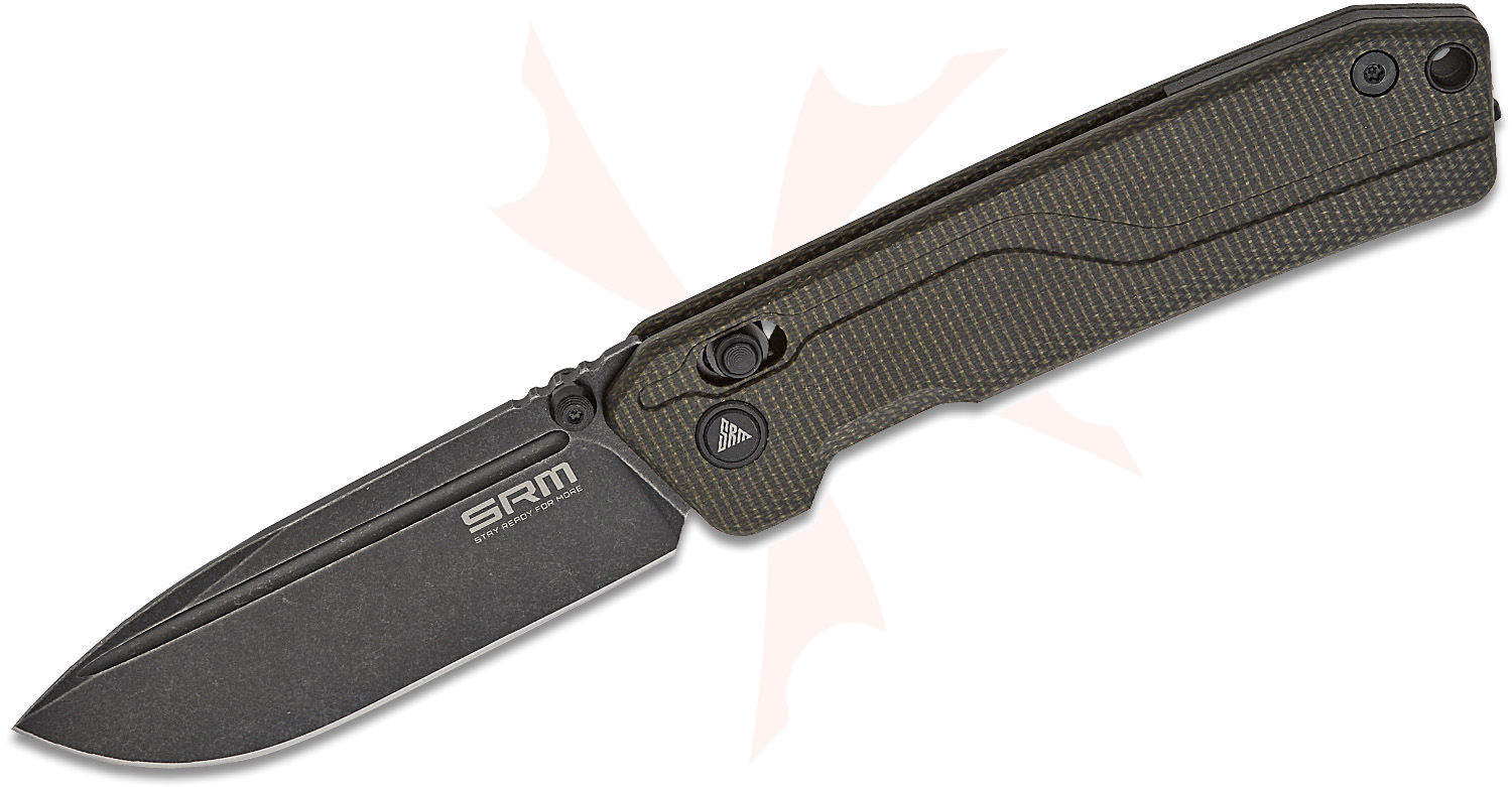 SRM Knives 7228L-MB2 Large Rubik Folding Knife 3.4" 10Cr15CoMoV Black ...